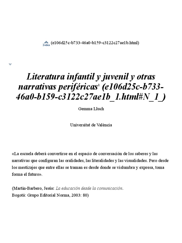 Literatura Infantil y Juvenil y Otras Narrativas Periféricas - Gemma Lluch Crespo - Biblioteca ...