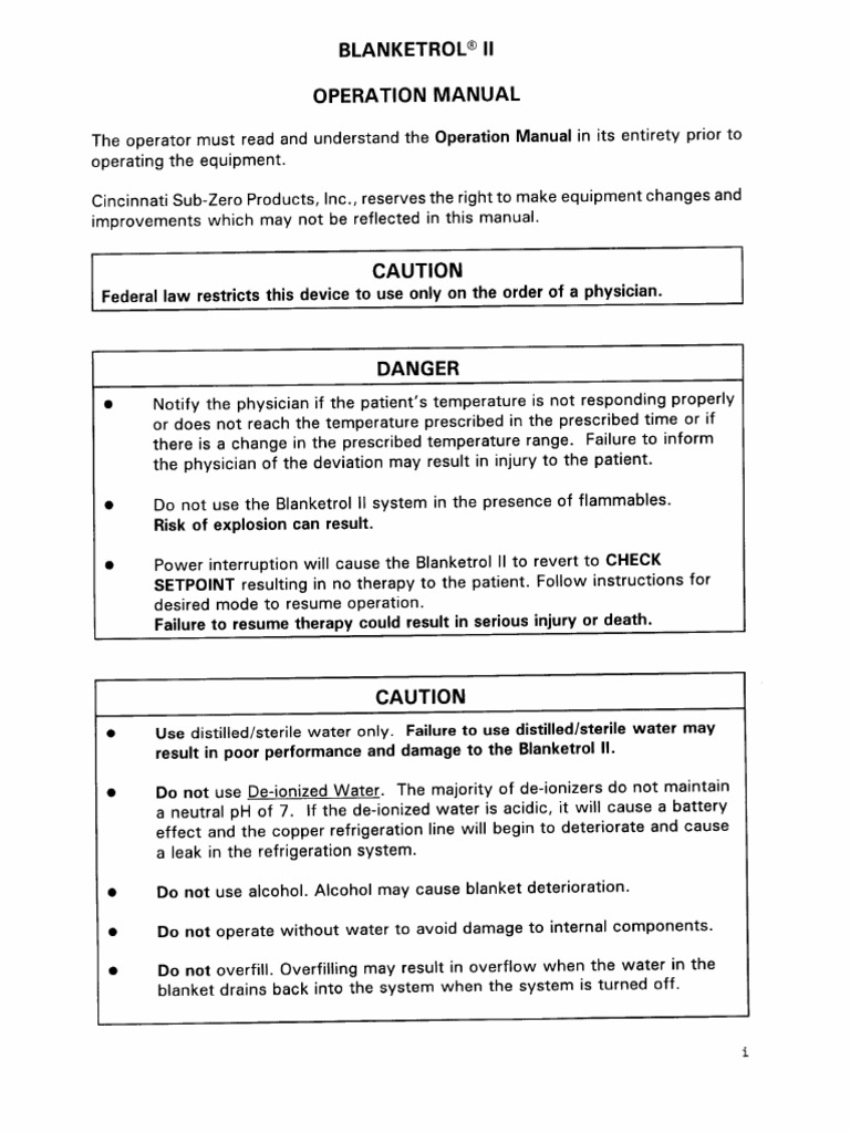 Cincinnati Blanketrol 2 Patient Warmer - User Manual | PDF | Electric ...