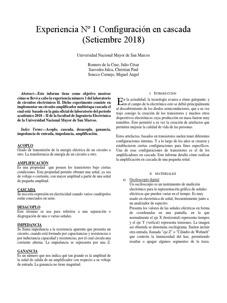 Final 01 - Cascada | PDF | Transistor | Electrónica