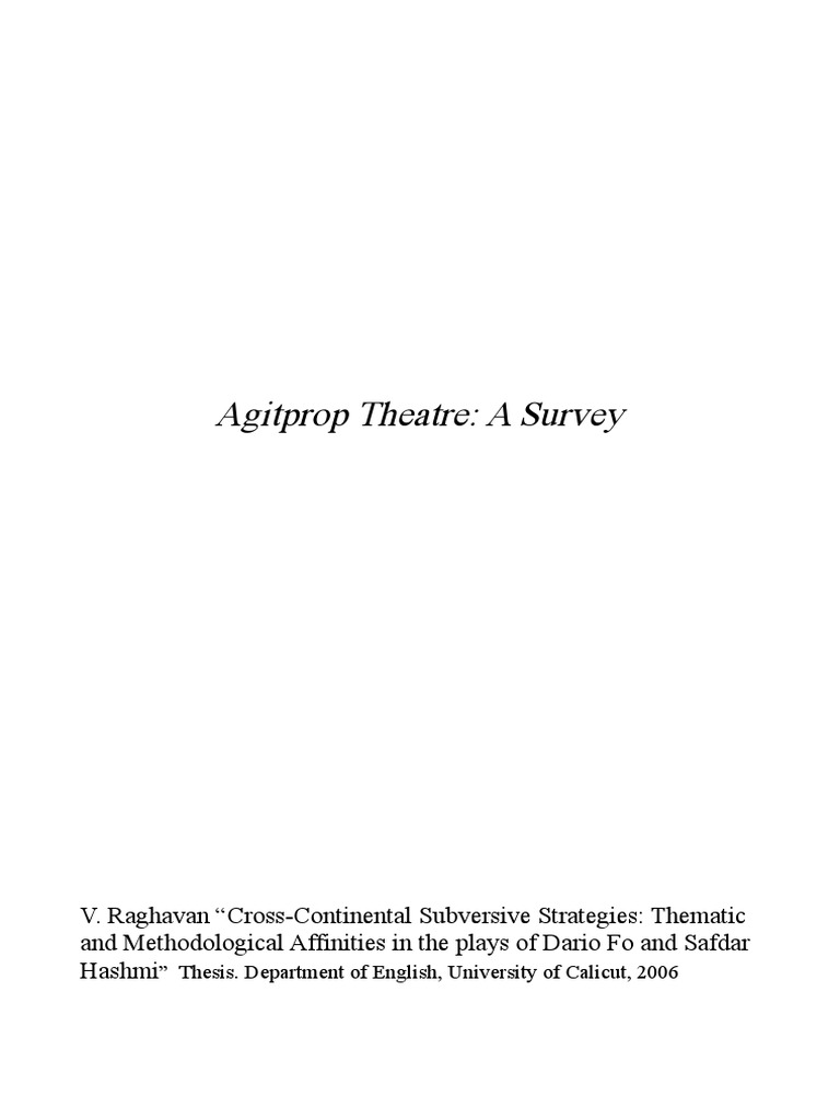 Agit Prop Theatre - A Survey | PDF | Theatre | Propaganda