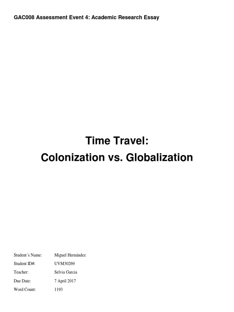 Comparing Colonization and Globalization: An Analysis of Their ...