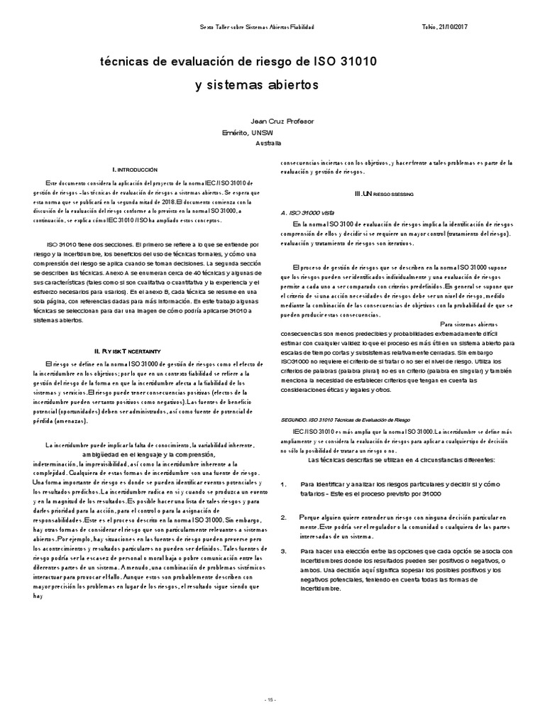ISO 31010.en - Es | PDF | Análisis de Riesgo y Puntos Críticos de ...