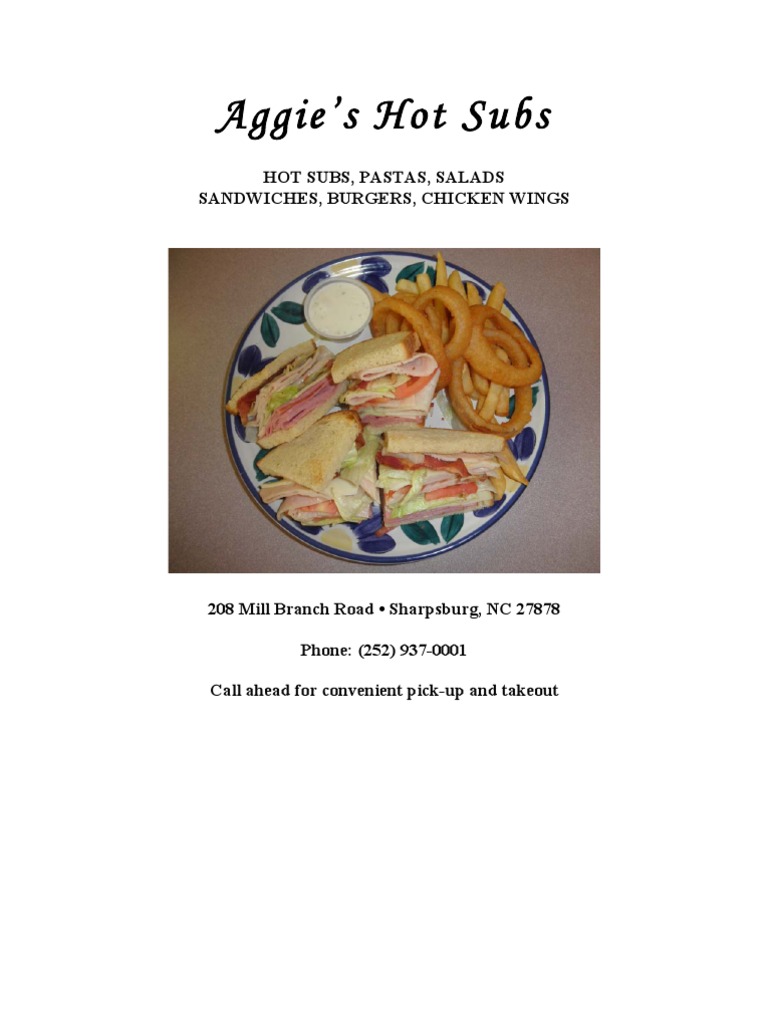 Aggies Menu | PDF | Hamburgers | American Cuisine