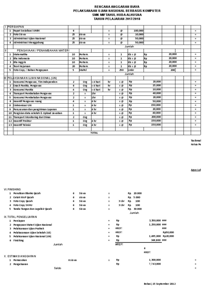 Contoh RAB UN Smks | PDF