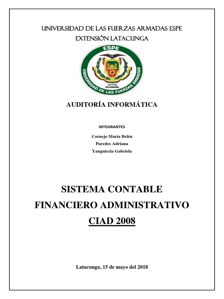 Auditoría del Software CIAD 2008 | PDF | Contabilidad | Soporte técnico