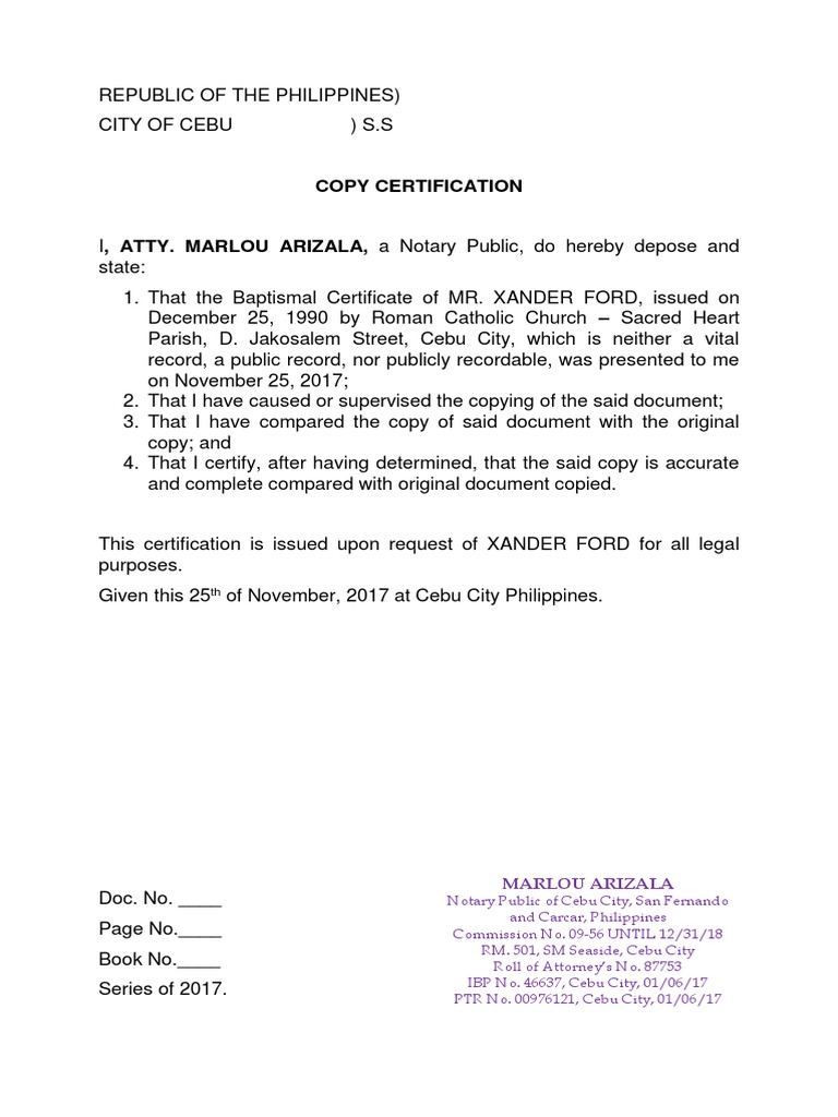 Copy Certification | PDF