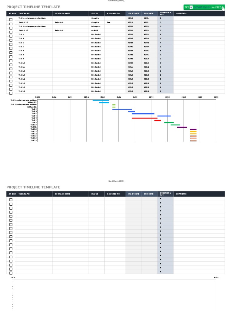Project Timeline Template: A Gantt Chart Detailing 17 Tasks Over a One ...