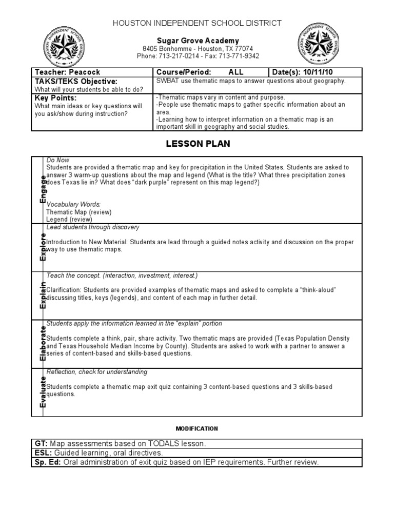 Thematic Map Lesson Plan | PDF | Lesson Plan | Cognitive Science