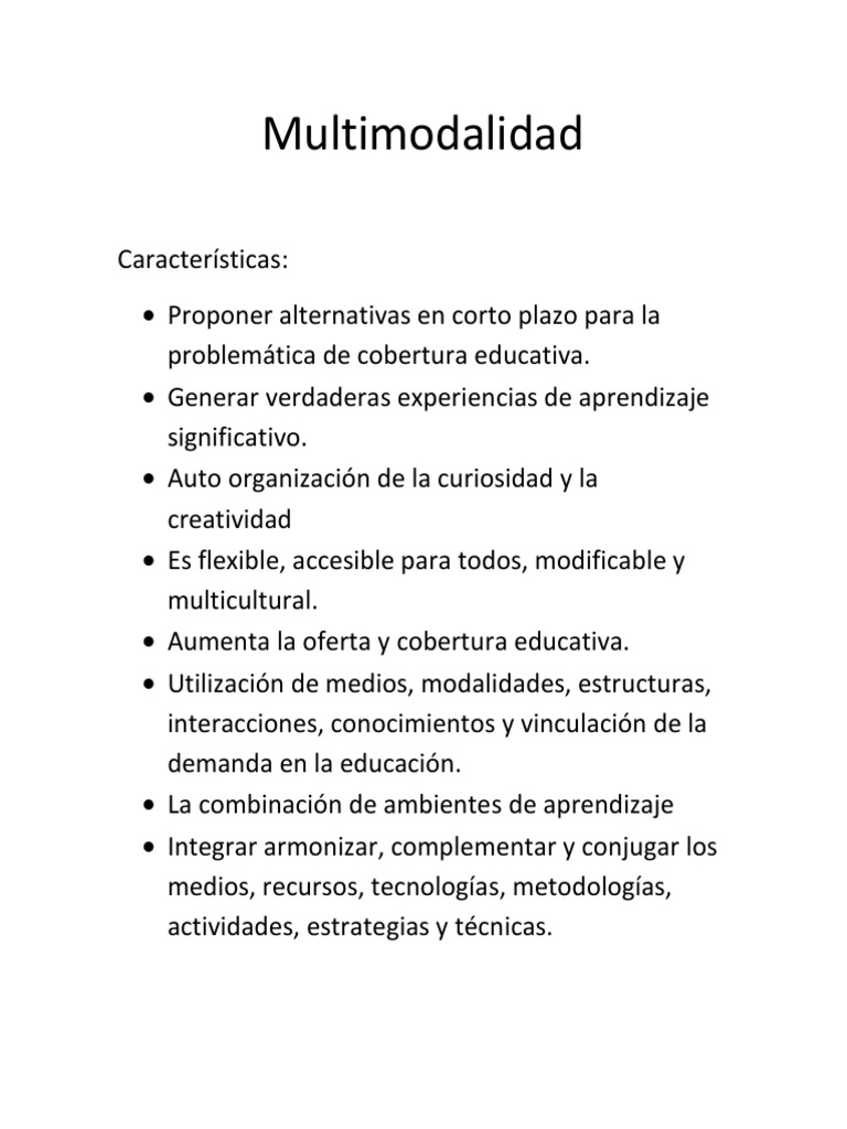 Multimodalidad Caracteristicas | PDF