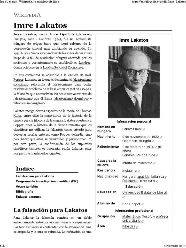Imre Lakatos | Interacciones de disciplina académica | Epistemología