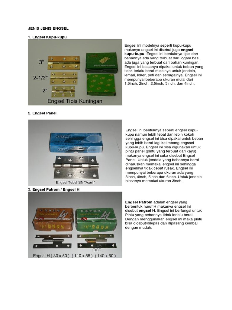 Jenis Jenis Engsel | PDF