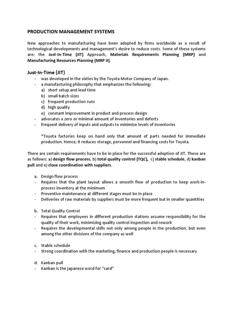 Production Management Systems | PDF | Inventory | Production And ...