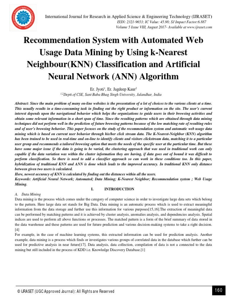 Recommendation System With Automated Web Usage Data Mining by Using K-Nearest Neighbour (KNN ...