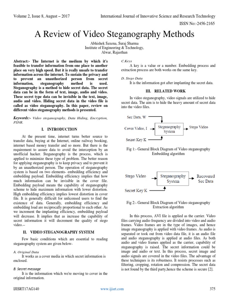 A Review of Video Steganography Methods | PDF | Data Compression | Video
