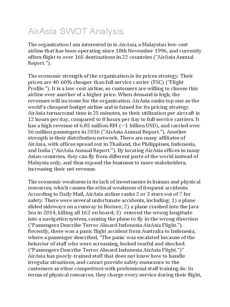 AirAsia SWOT Analysis | PDF | Low Cost Carrier | Airlines