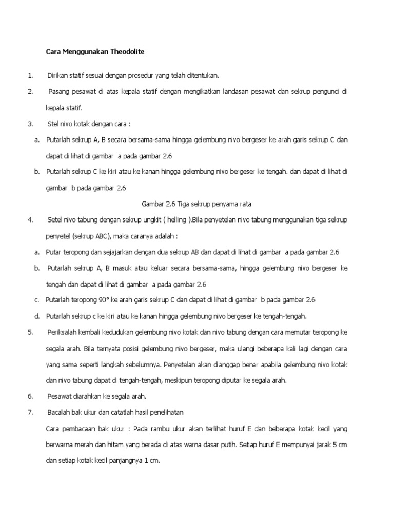 Cara Menggunakan Theodolite | PDF