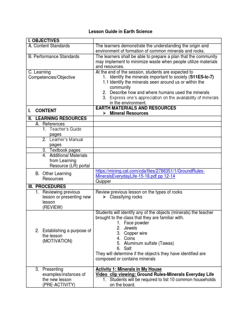 S11ES Ic 7 | PDF | Minerals | Silver