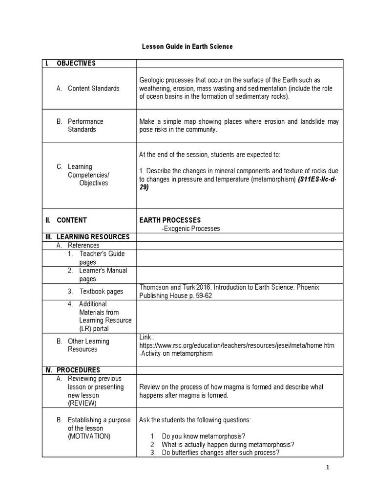 S11ES IIc D 29 | PDF | Rock (Geology) | Geology