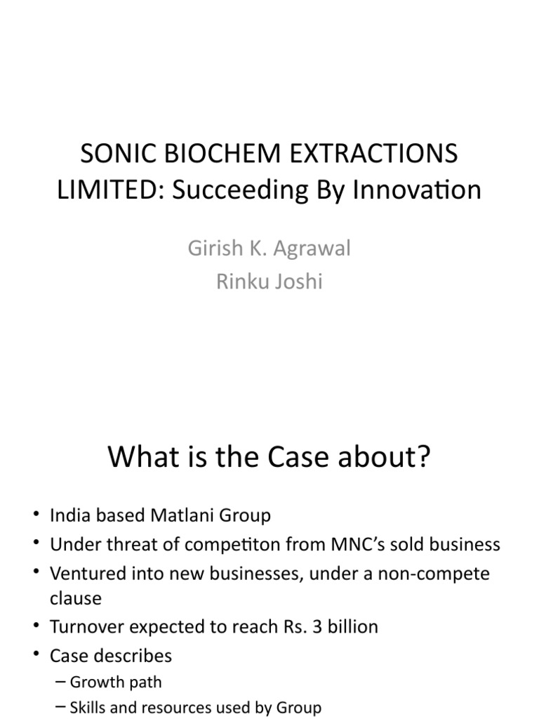 Sonic Biochem Extractions Limited | PDF | Marketing | Research And ...