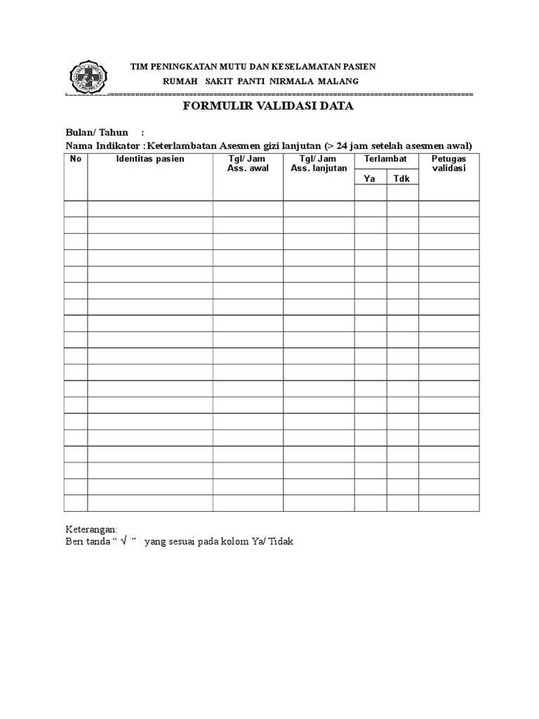 Form Validasi PMKP | PDF