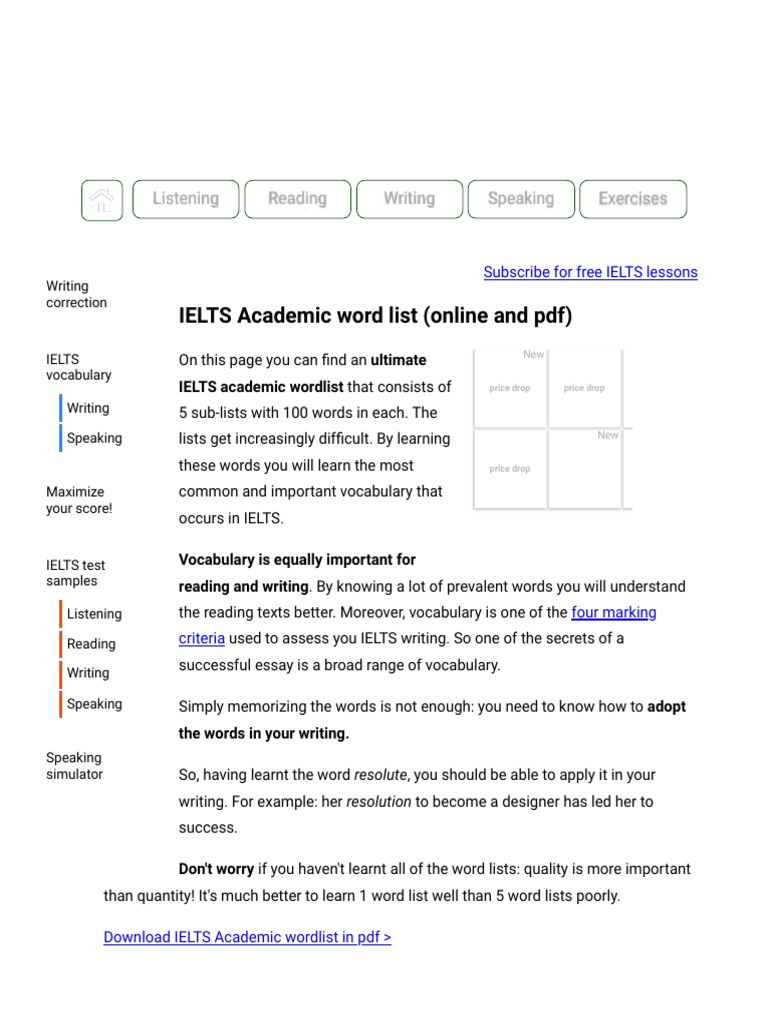 Ultimate IELTS Academic Wordlist PDF | PDF | Vocabulary | International ...