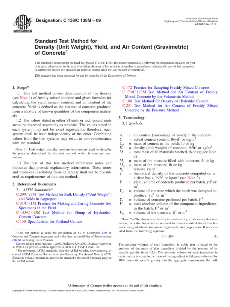 Astm C 128 | PDF | Density | Concrete