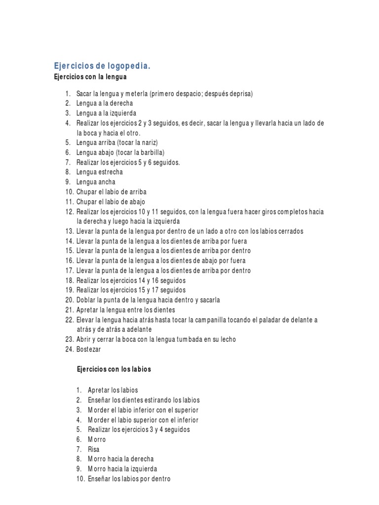 Ejercicios de Logopedia para Adultos | PDF | Deportes | Ocio