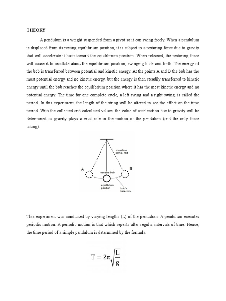 Full Report (Simple Pendulum) | PDF | Pendulum | Mass