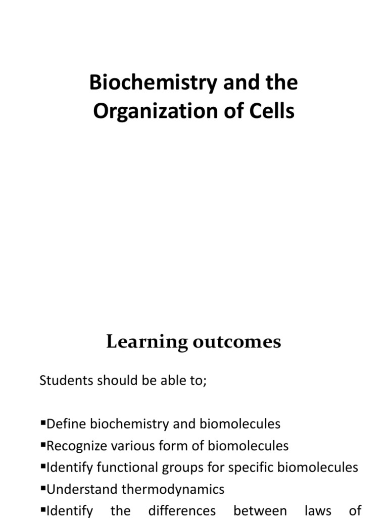 Biochemistry and The Organization of Cells | PDF | Functional Group ...