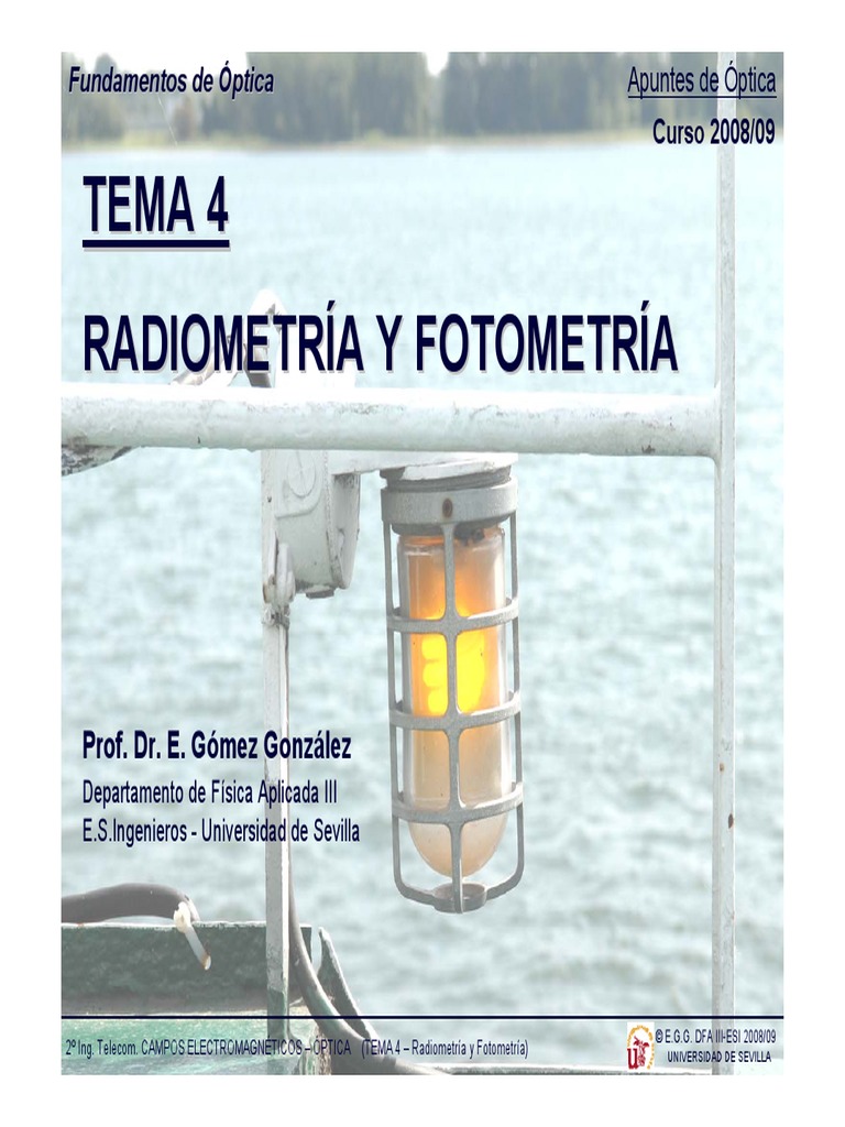 Optica - Tema 4 - Radiometria y Fotometria - 08-09 PDF | PDF ...