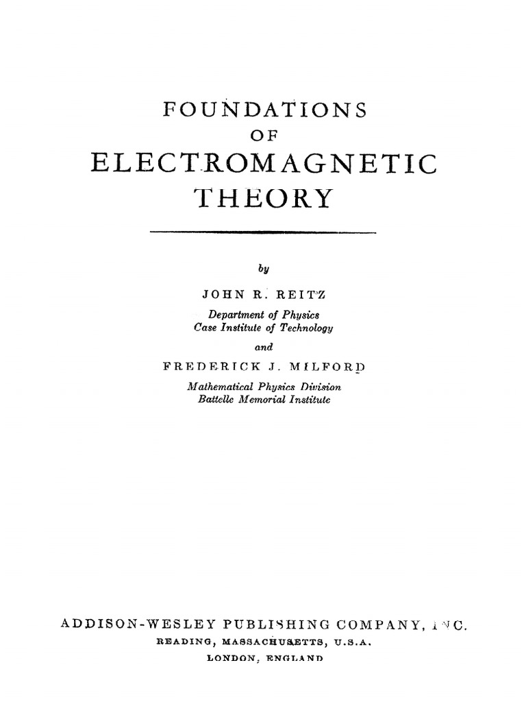 Foundations of Electromagnetic Theory (1960), Reitz and Milford PDF | PDF