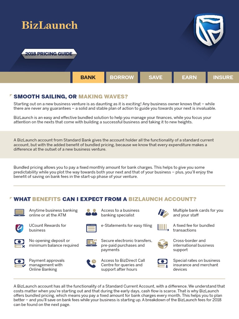 BizLaunch Account Pricing | PDF | Debit Card | Fee