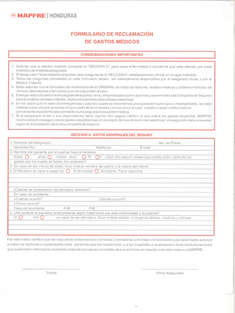 FORMULARIO MAPFRE | Póliza de seguros | Seguros