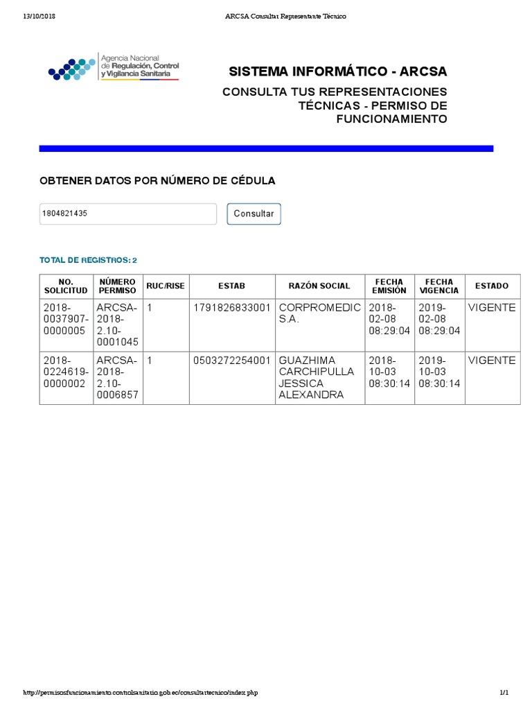 ARCSA Consultar Representante Técnico PDF | PDF