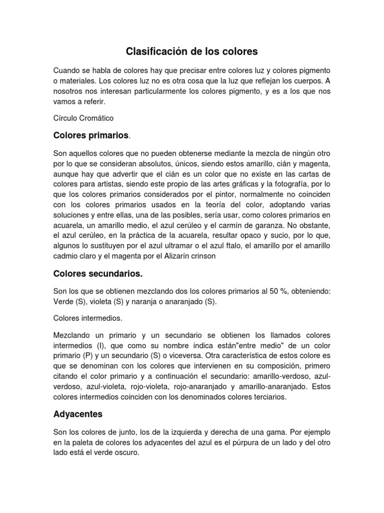 Clasificación de Los Colores | PDF | Color | Azul