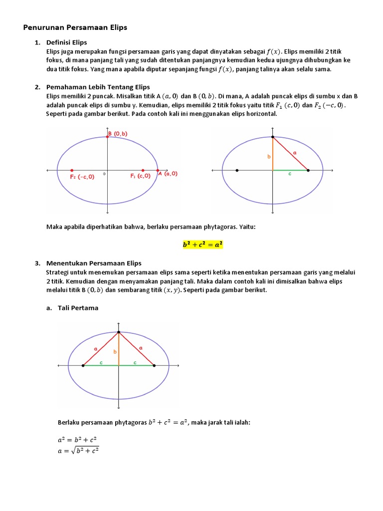 Penurunan Persamaan Elips | PDF
