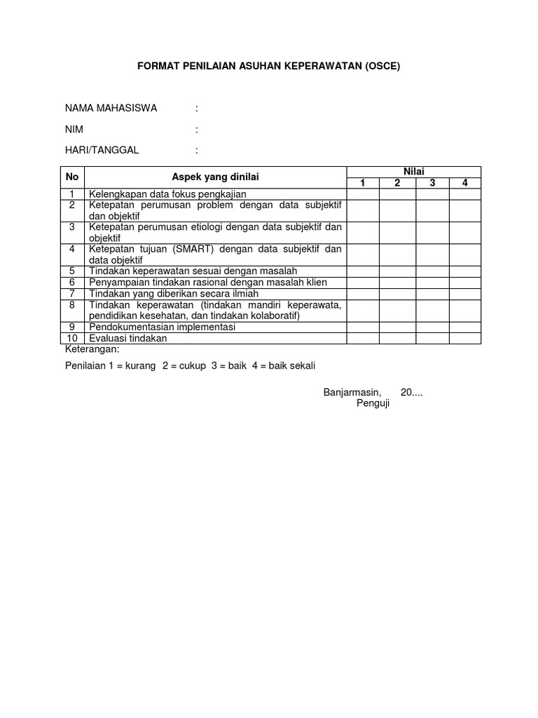 Format Penilaian Asuhan Keperawatan | PDF
