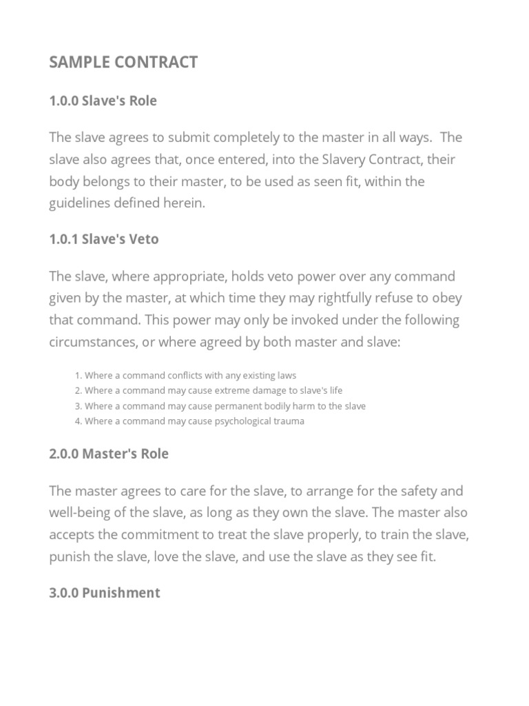 BDSM Contract Sample | PDF | Slavery | Bdsm