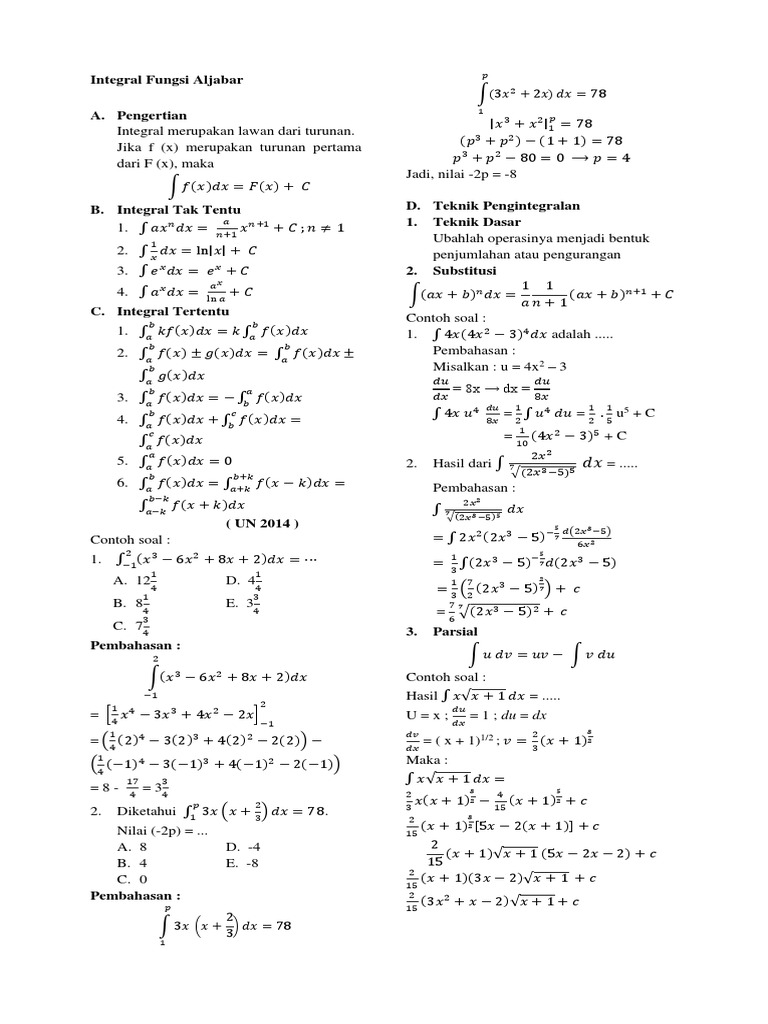 Integral Fungsi Aljabar | PDF