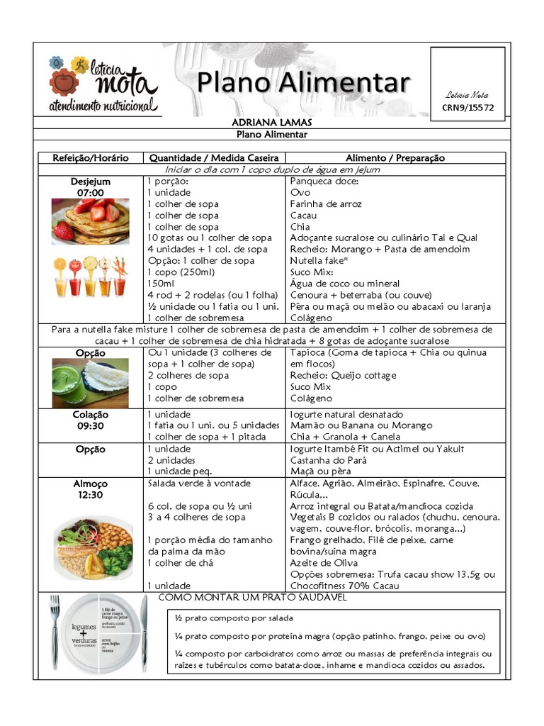 Modelo De Plano De Alimentacao Saudavel