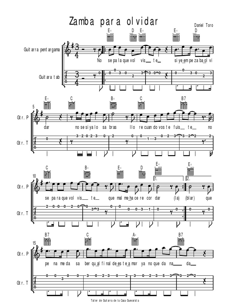 Partitura Zamba para Olvidar PDF | PDF