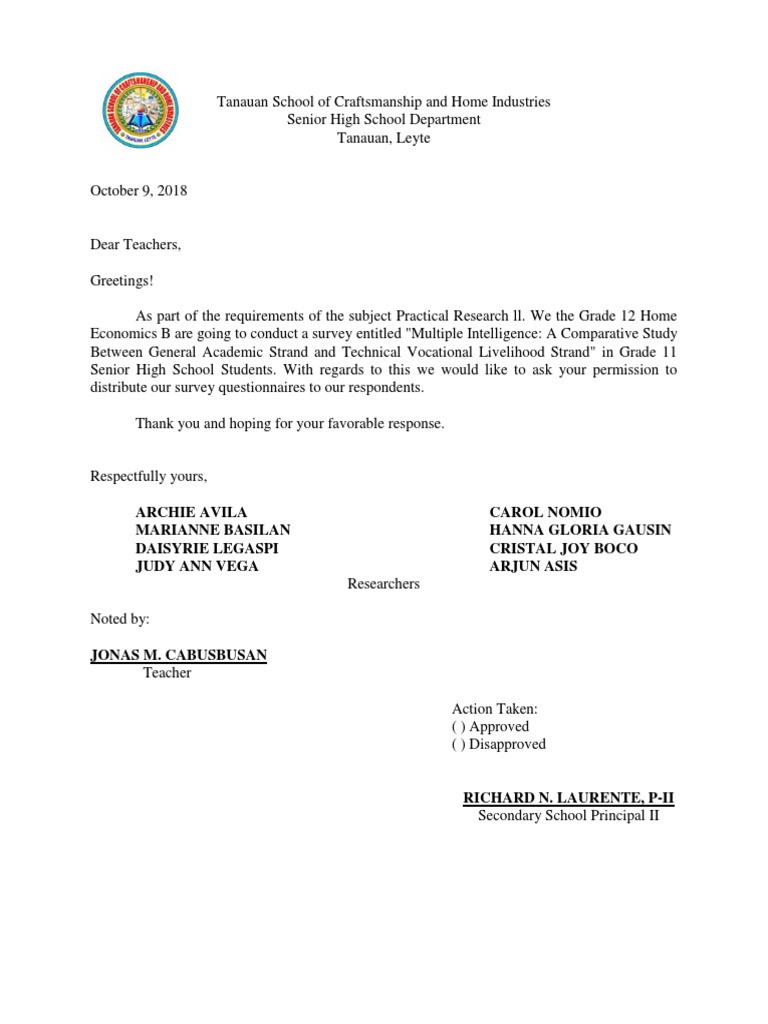 Research Request Letter | PDF | Students | Educational Stages