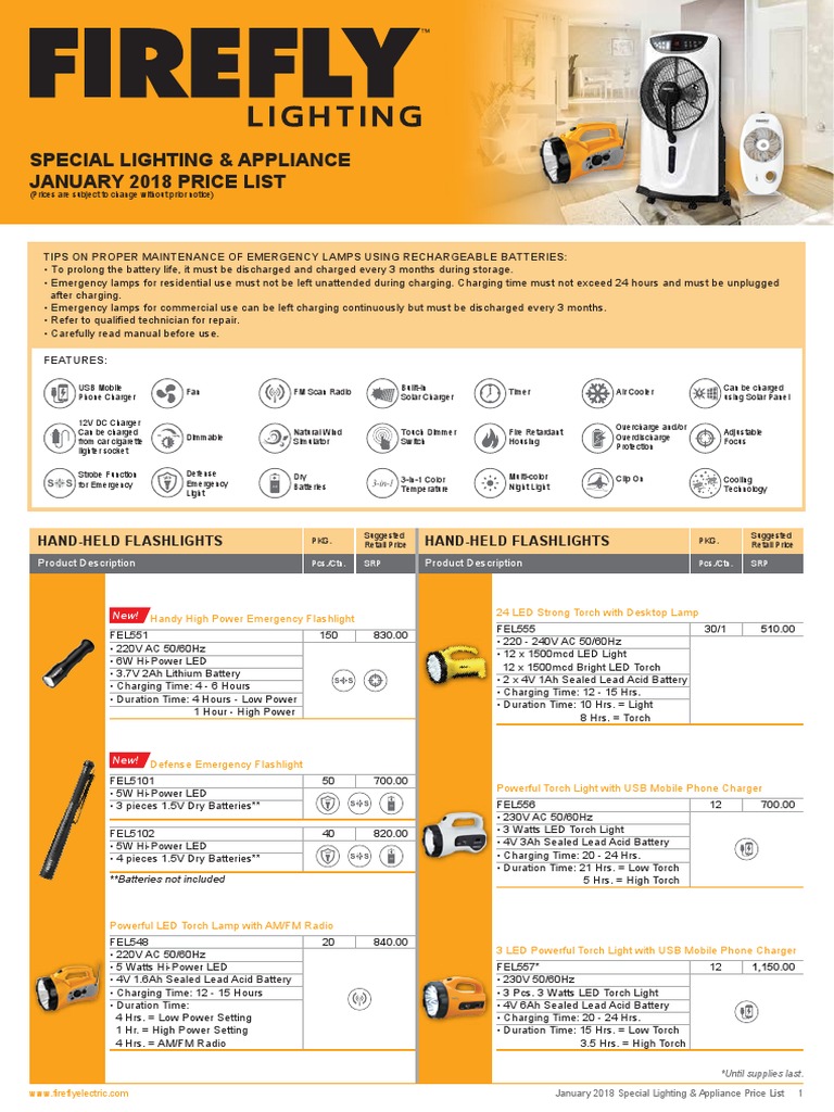 PriceList Firefly Conventional 4 SLA Price List JAN 2018 | PDF ...