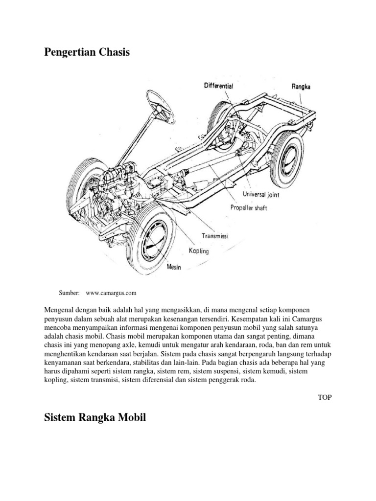 Pengertian dan Komponen Chasis Mobil | PDF