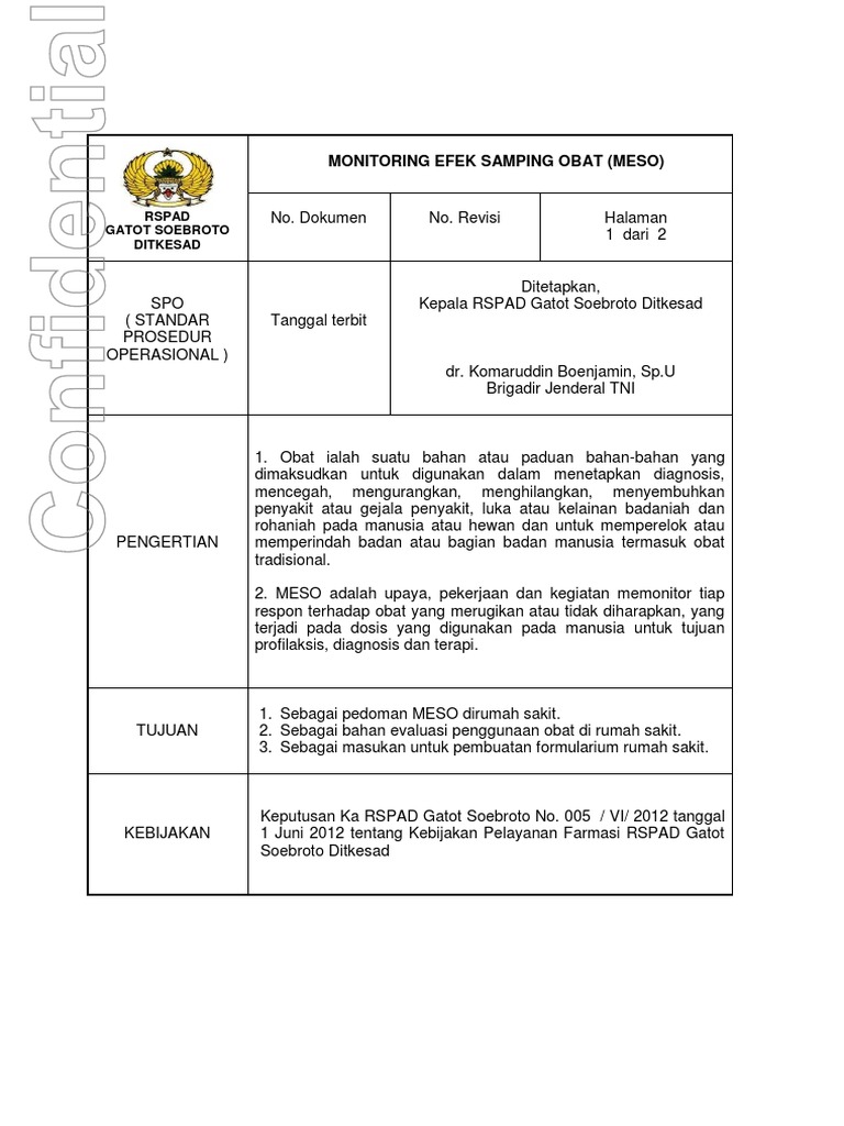 SOP MESO Sesuai Pedoman | PDF