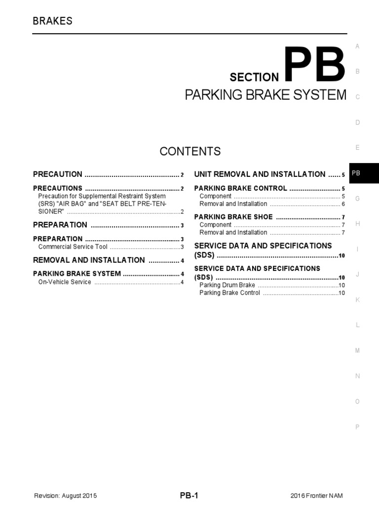 Parking Brake System: Section | PDF | Airbag | Brake
