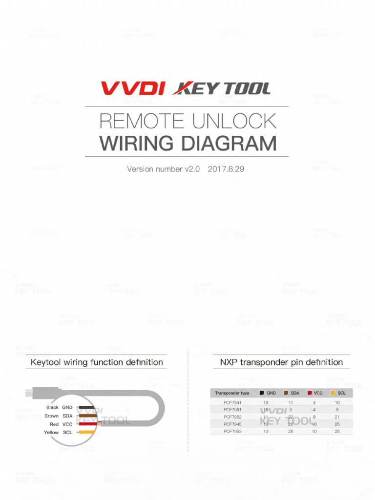 Vvdi Key Tool Remote Unlock Wiring Diagram v2.0 PDF | PDF