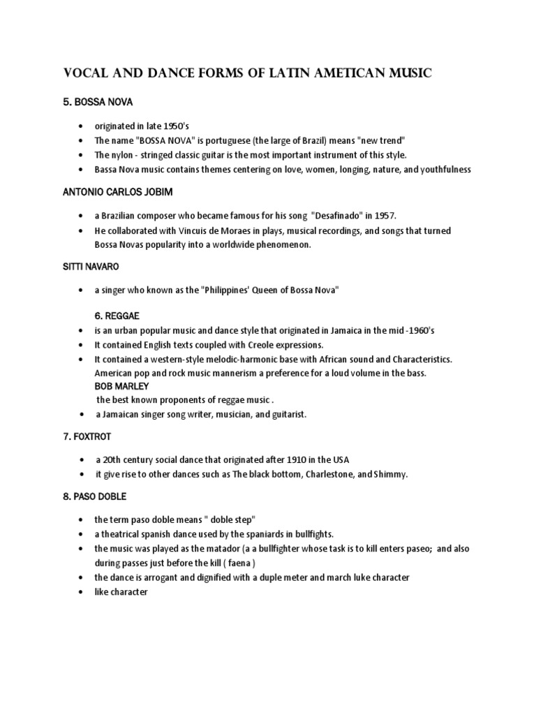 Vocal and Dance Forms of Latin American Music | PDF