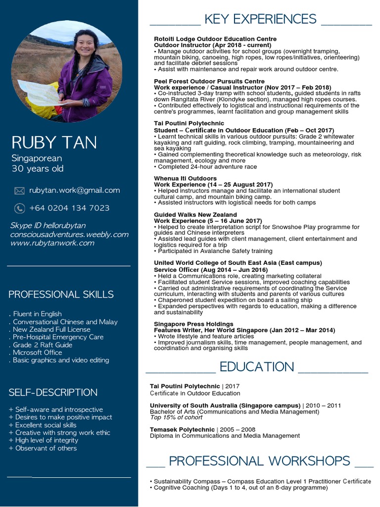 Ruby Tan - CV | PDF | Outdoor Recreation | Behavior Modification