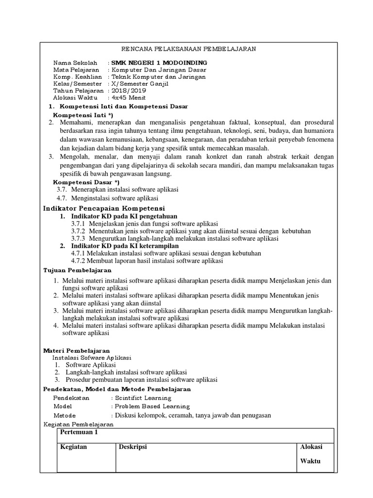 RPP Grand Instalasi Software Aplikasi | PDF